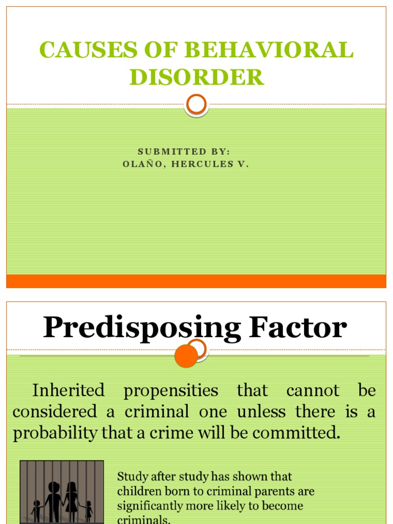 Causes of Behavioral Disorder Explained | PDF