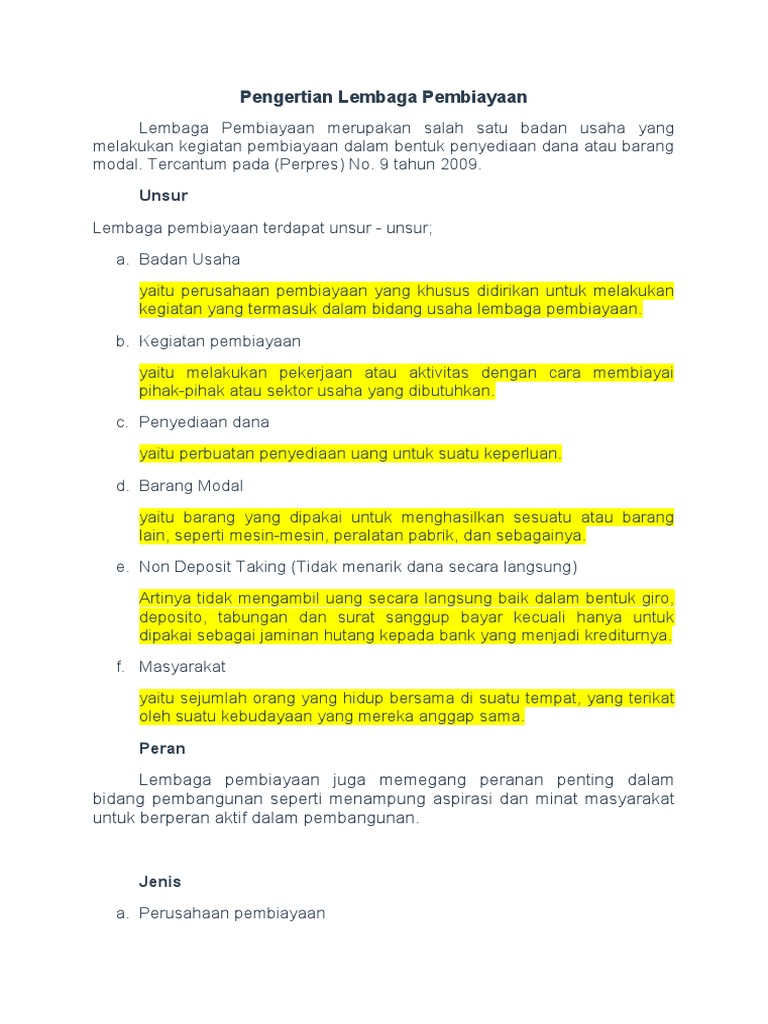 Lembaga Pembiayaan | PDF