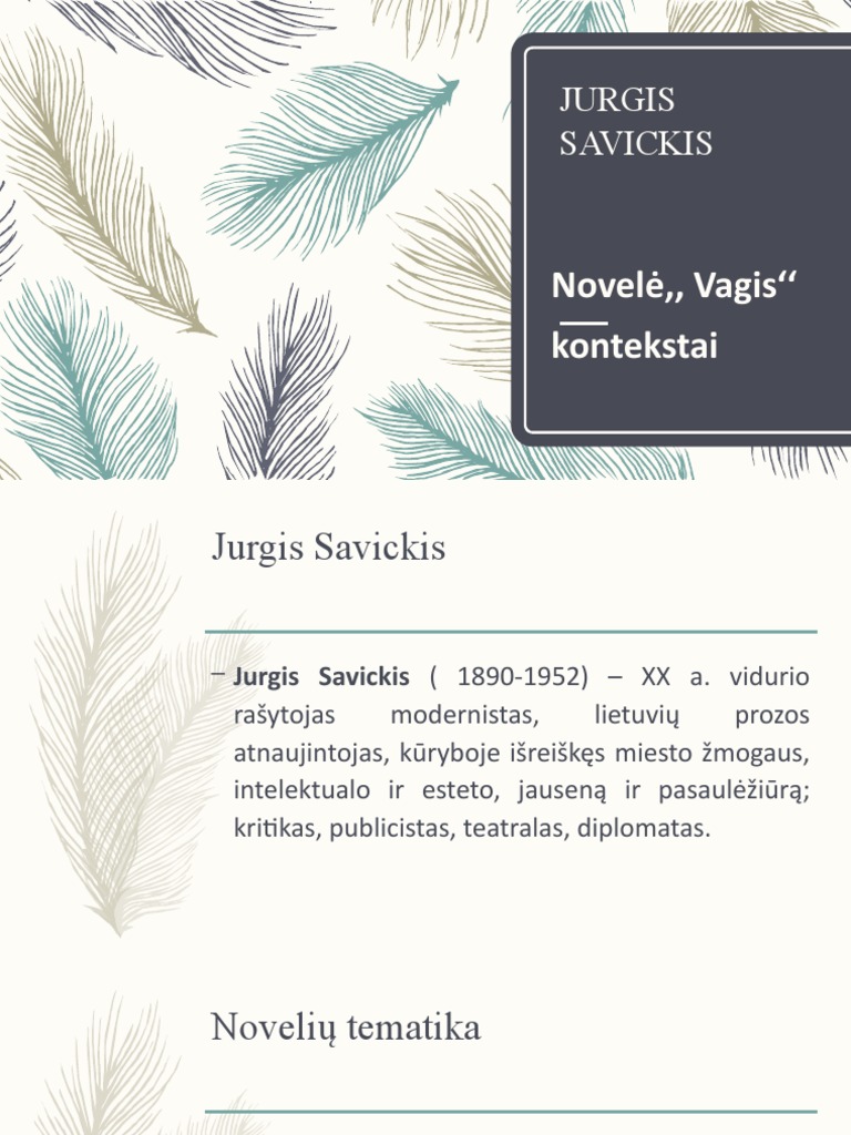 Jurgis Savickis (Noveliu Analize) | PDF