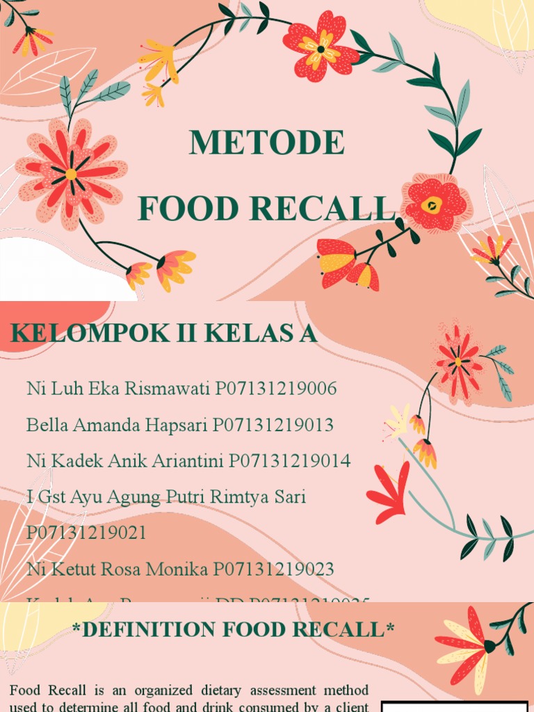 24-Hour Food Recall Method Overview | PDF | Diet (Nutrition) | Diet ...