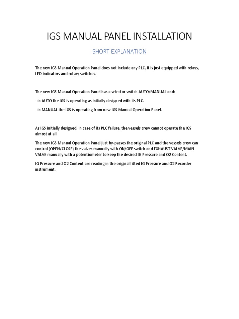 Igs Manual Panel Installation Explanation | PDF | Technology & Engineering