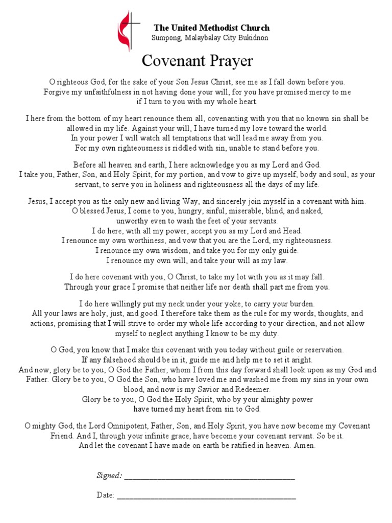 Covenant Prayer: The United Methodist Church | PDF | God The Father | Jesus