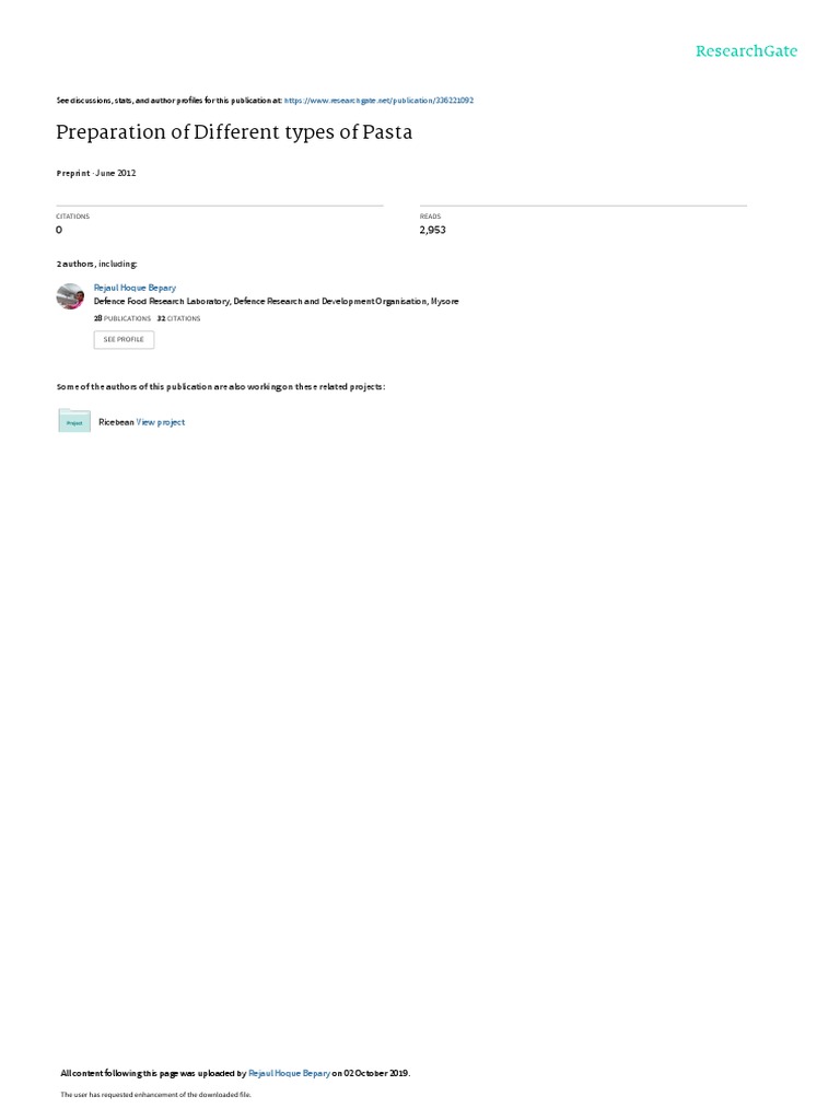 Preparation of Different Types of Pasta: June 2012 | PDF | Pasta | Food ...