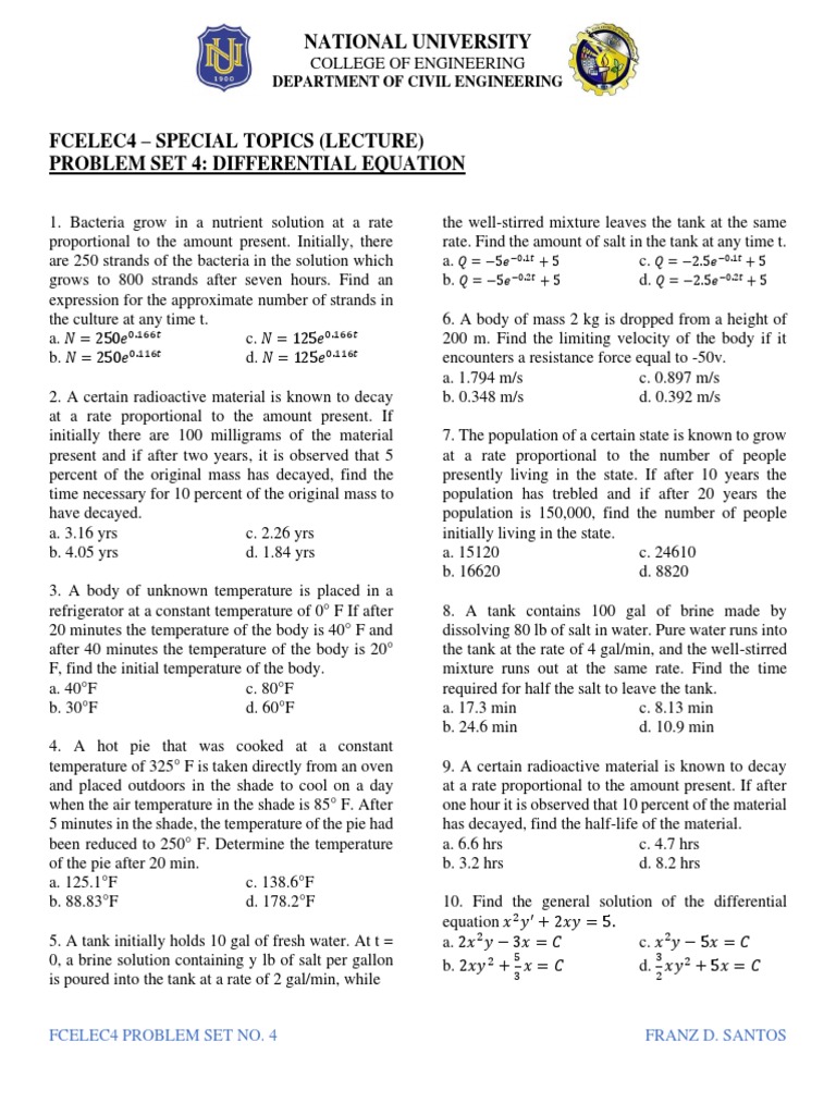 Topics Problem Set 4 - Differential Equations (Final) 2nd Term 2020 ...
