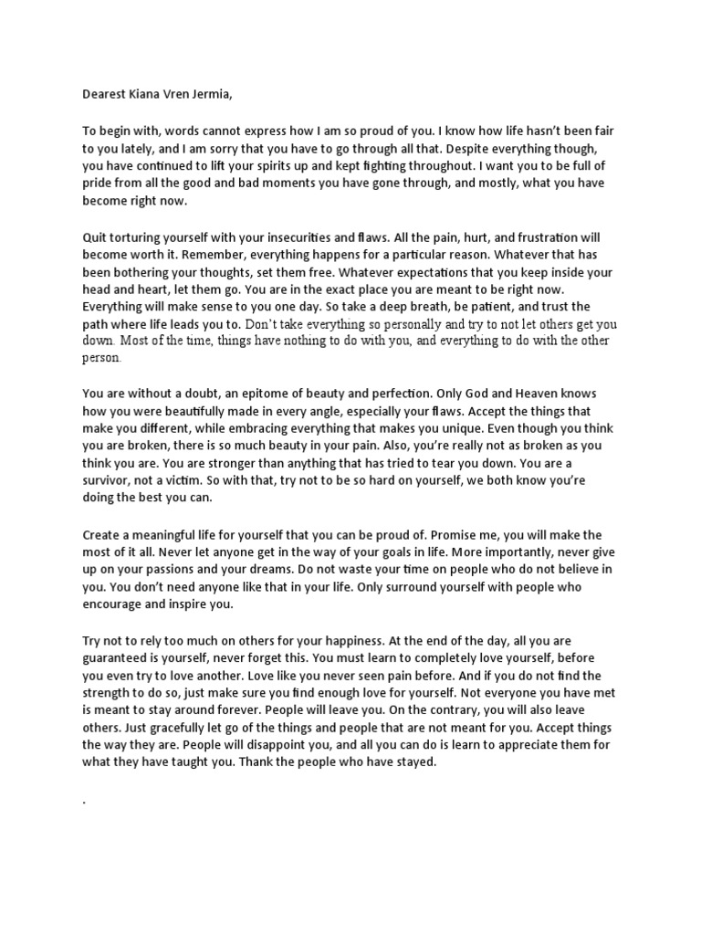 Self Compassionate Letter | PDF