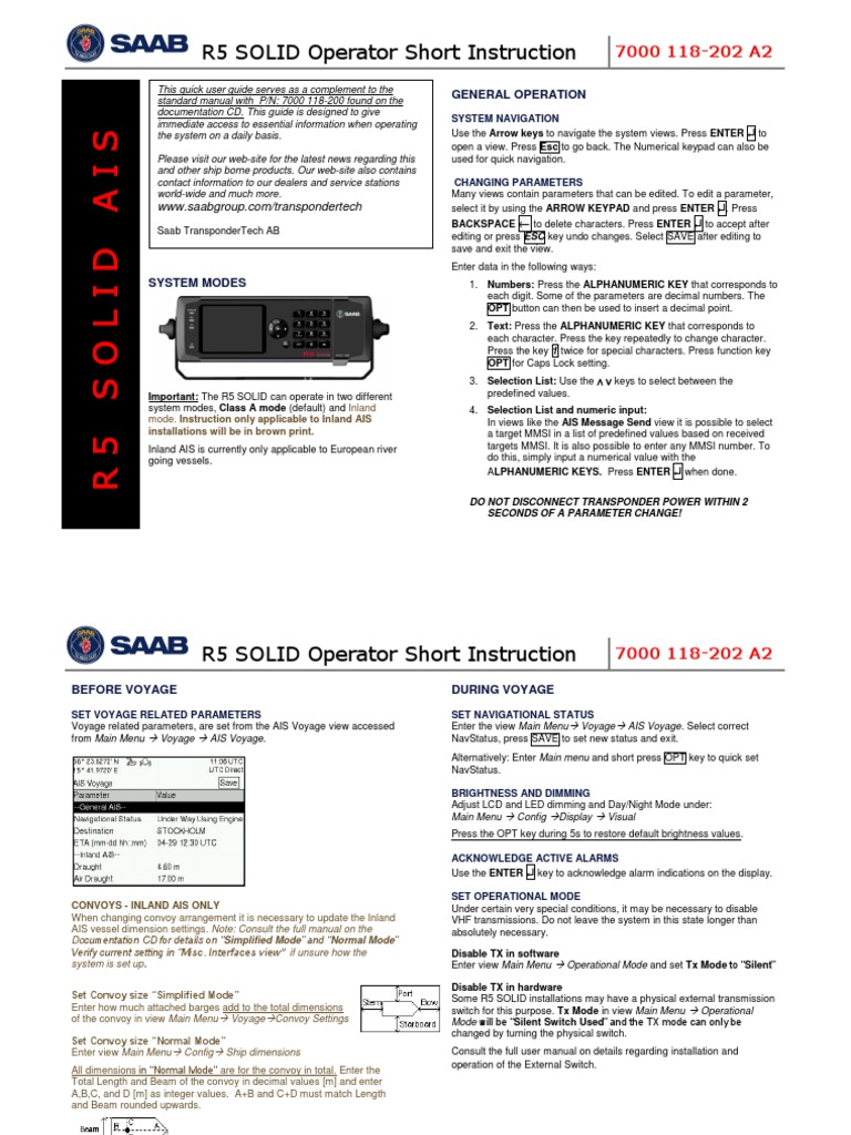 R5 SOLID Operator Short Instruction: General Operation | PDF | Ships ...