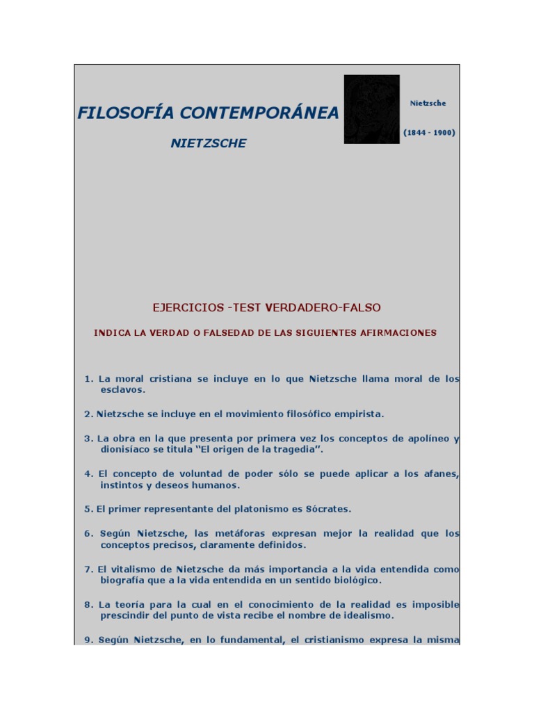 Nietzsche Falso y Verdadero | PDF | Friedrich Nietzsche | Moralidad