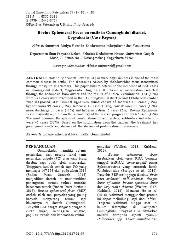 ID Bovine Ephemeral Fever Pada Ternak Sapi | PDF