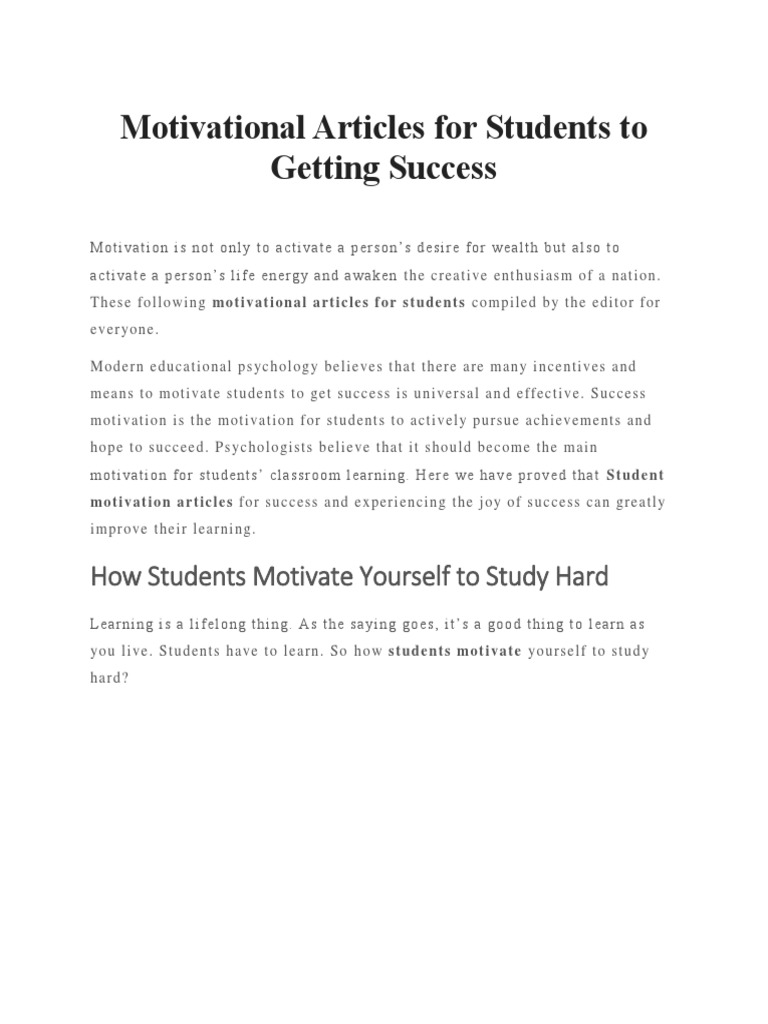Motivational Articles For Students To Getting Success | PDF | Self ...