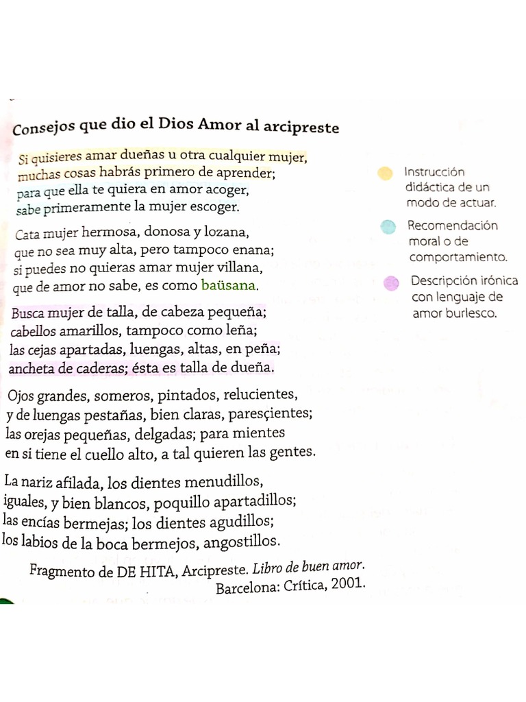 Fragmento Consejos Que Dio El Dios Amor Al Arcipreste | PDF