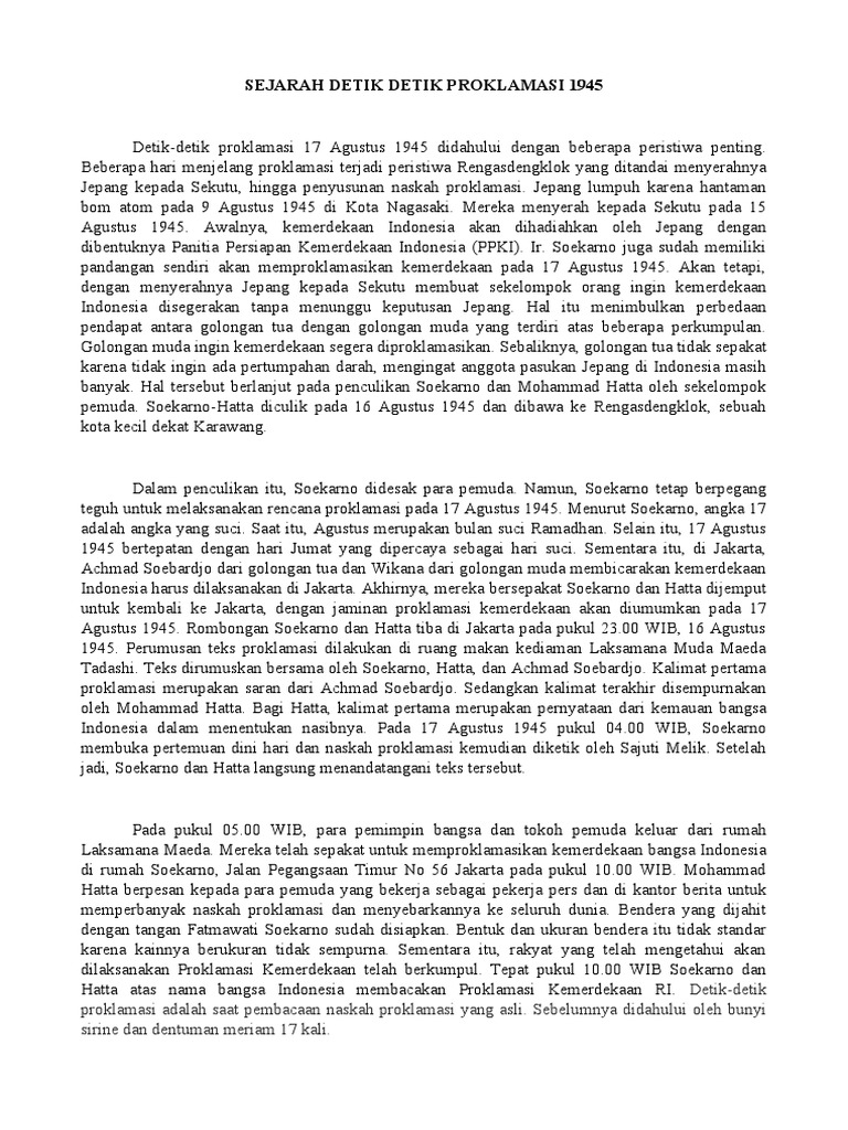 Detik-detik Proklamasi 17 Agustus 1945 | PDF | Politik