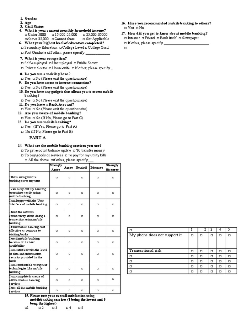 Part A: Strongly Agree Agree Neutral Disagree Strongly Disagree | PDF ...