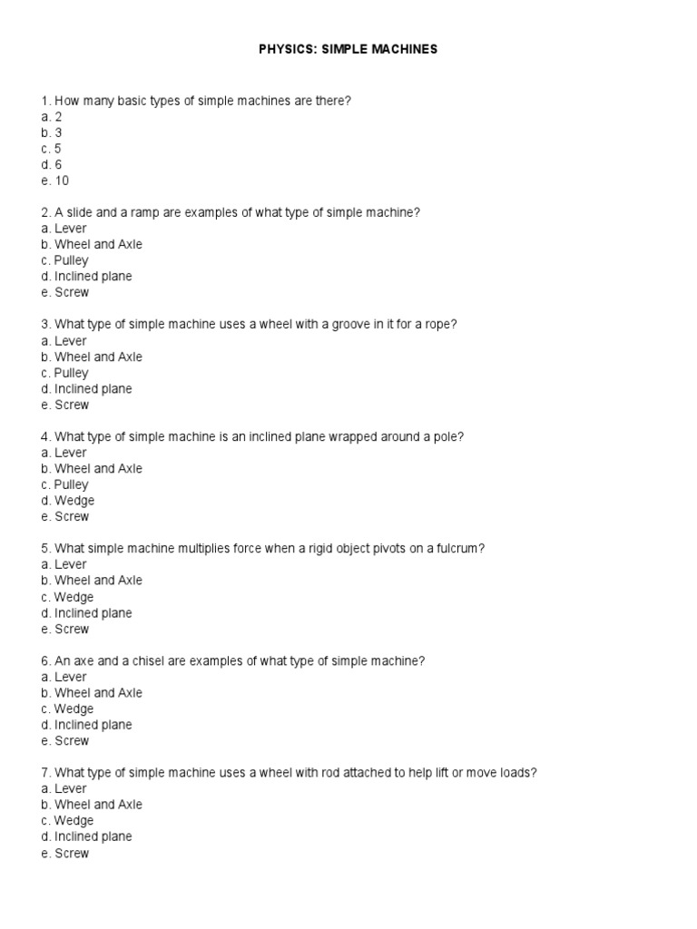 Physics Simple Machines | PDF