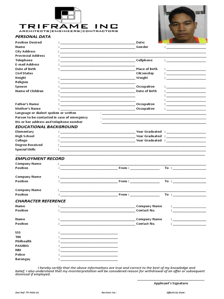 Biodata Form | PDF