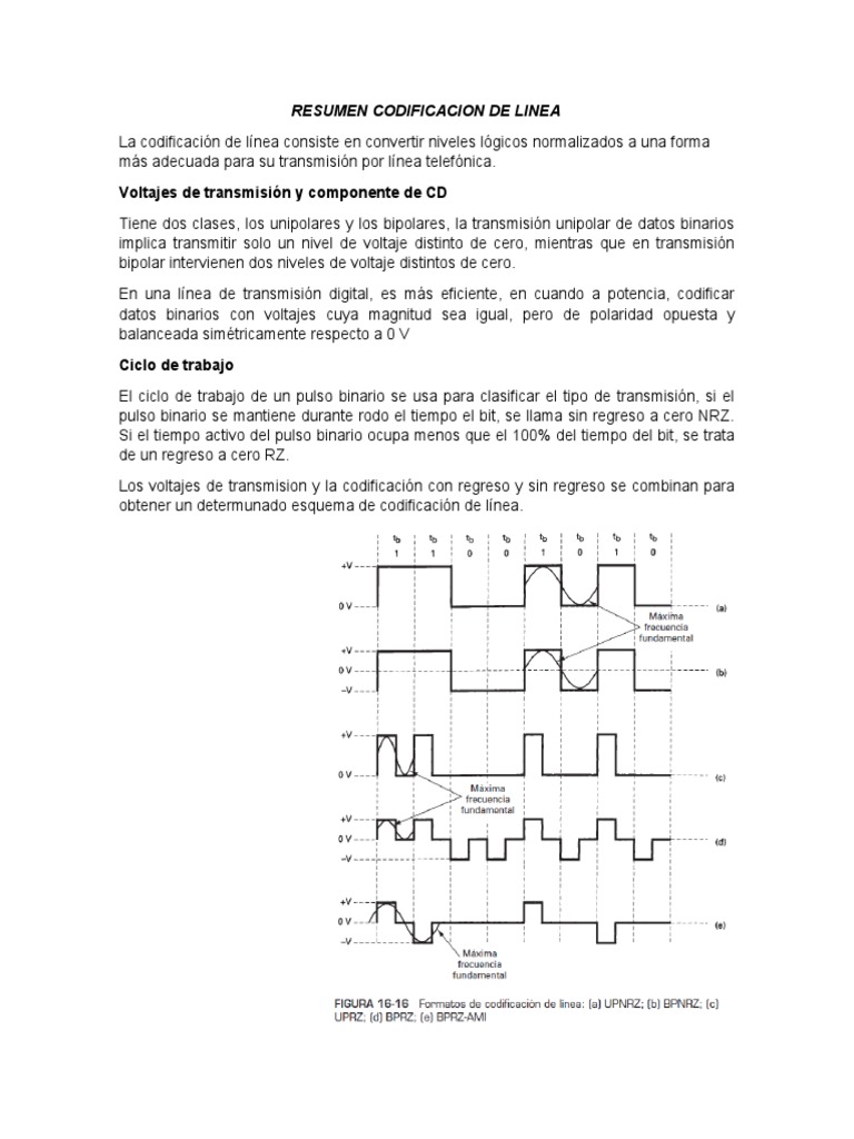 Resumen Codificacion de Linea | PDF | Tecnología de información y ...