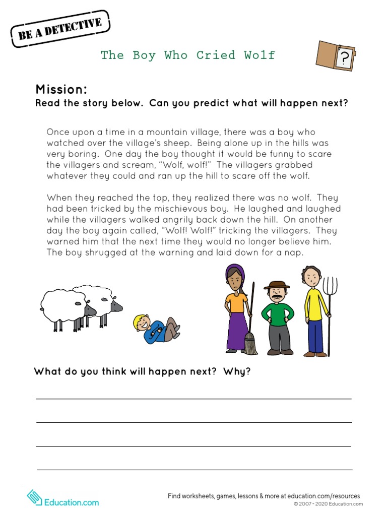 Boy Who Cried Wolf Prediction Comprehension | PDF