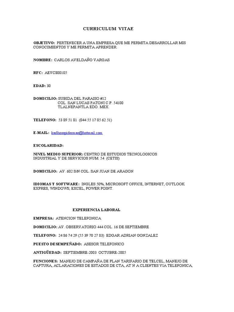 Curriculum Vitae (1) - 1 | PDF | Informática