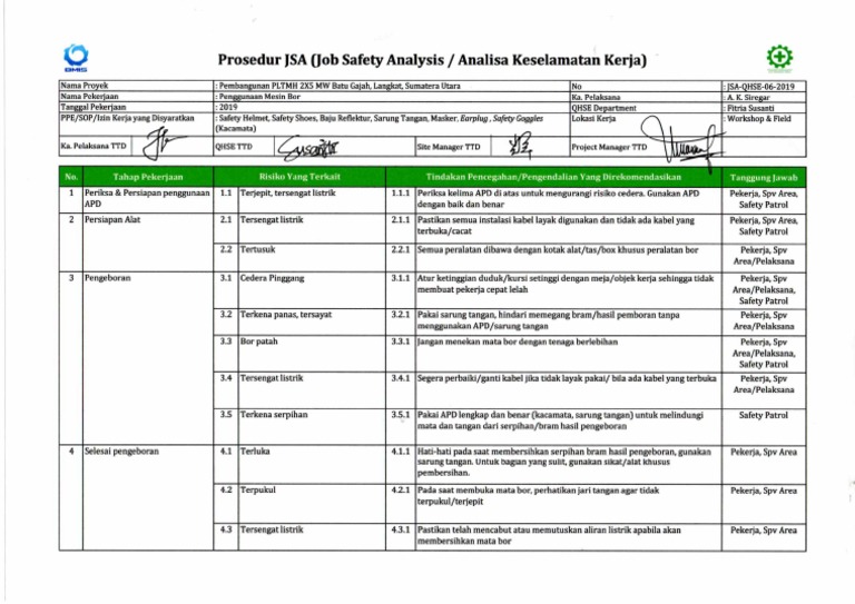 JSA 06. Penggunaan Mesin Bor | PDF