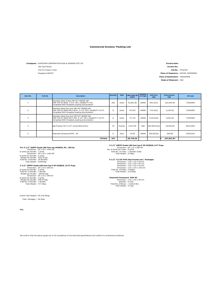 Commercial Invoice/ Packing List | PDF | Freight Transport | Nature