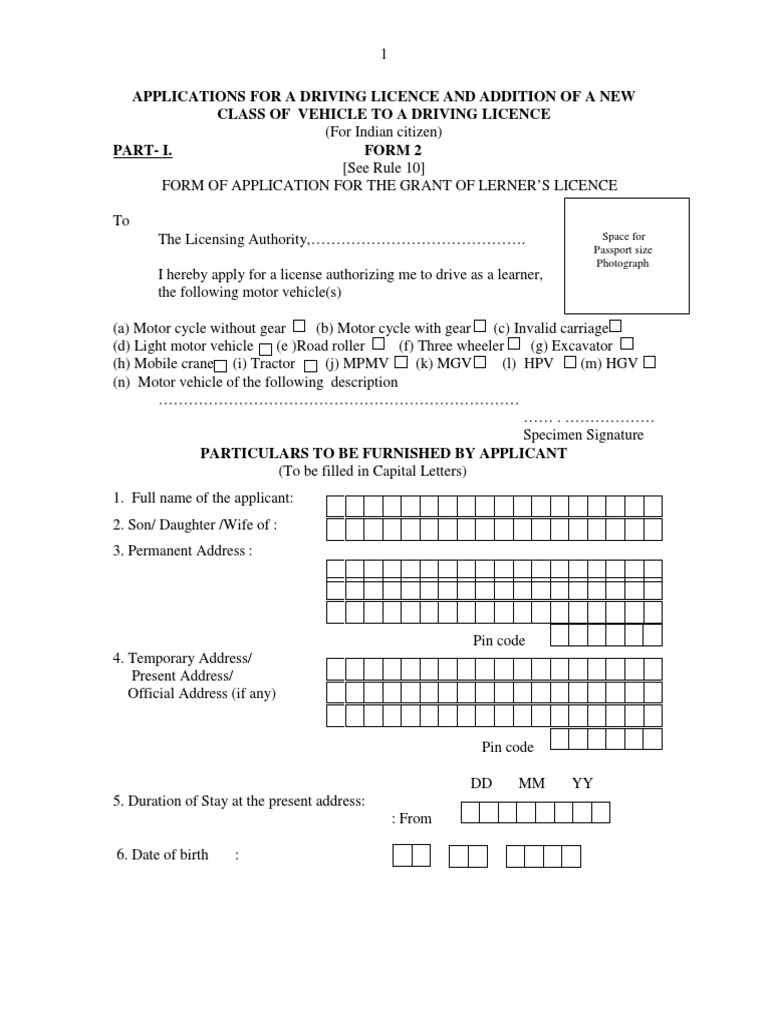 APPLICATIONS FOR A DRIVING LICENCE AND ADDITION OF A NEW CLASS OF ...
