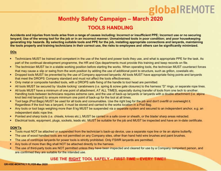 Monthly Safety Campaign (Tools Handling) Flyer | PDF | Personal ...
