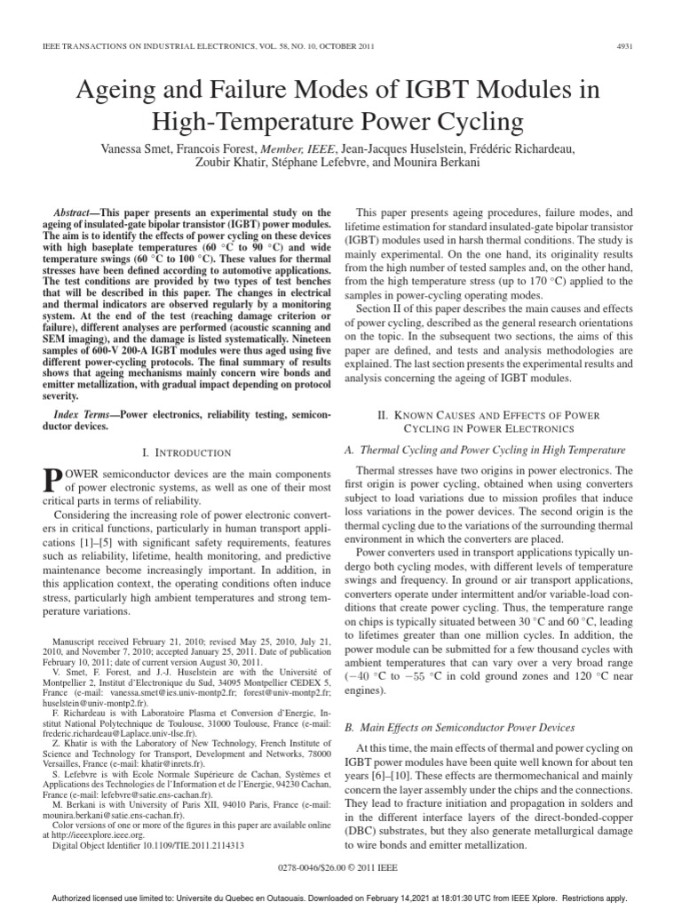Ageing and Failure Modes of IGBT Modules in | PDF | Reliability ...