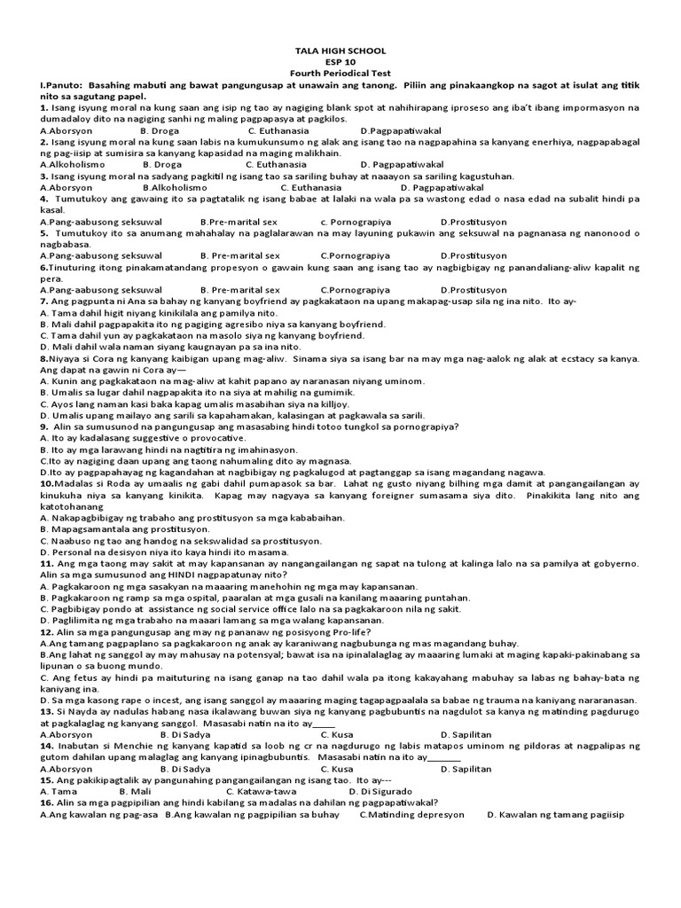 Final Exam For 2019-2020 | PDF