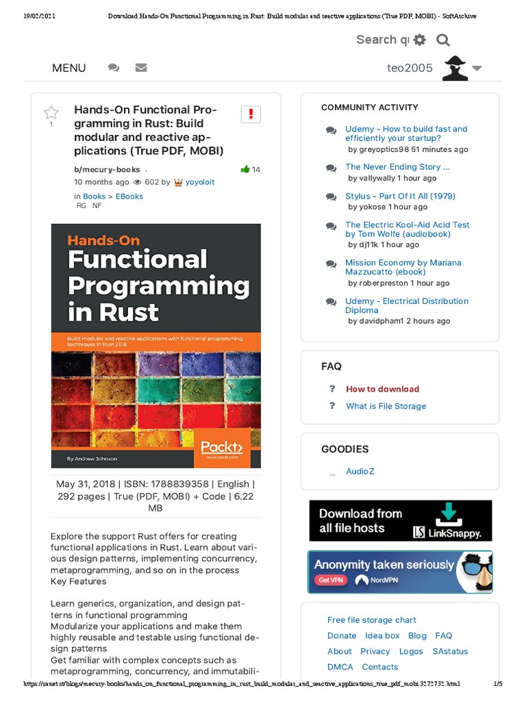 Hands-On Functional Pro-Gramming in Rust: Build Modular and Reactive Ap ...