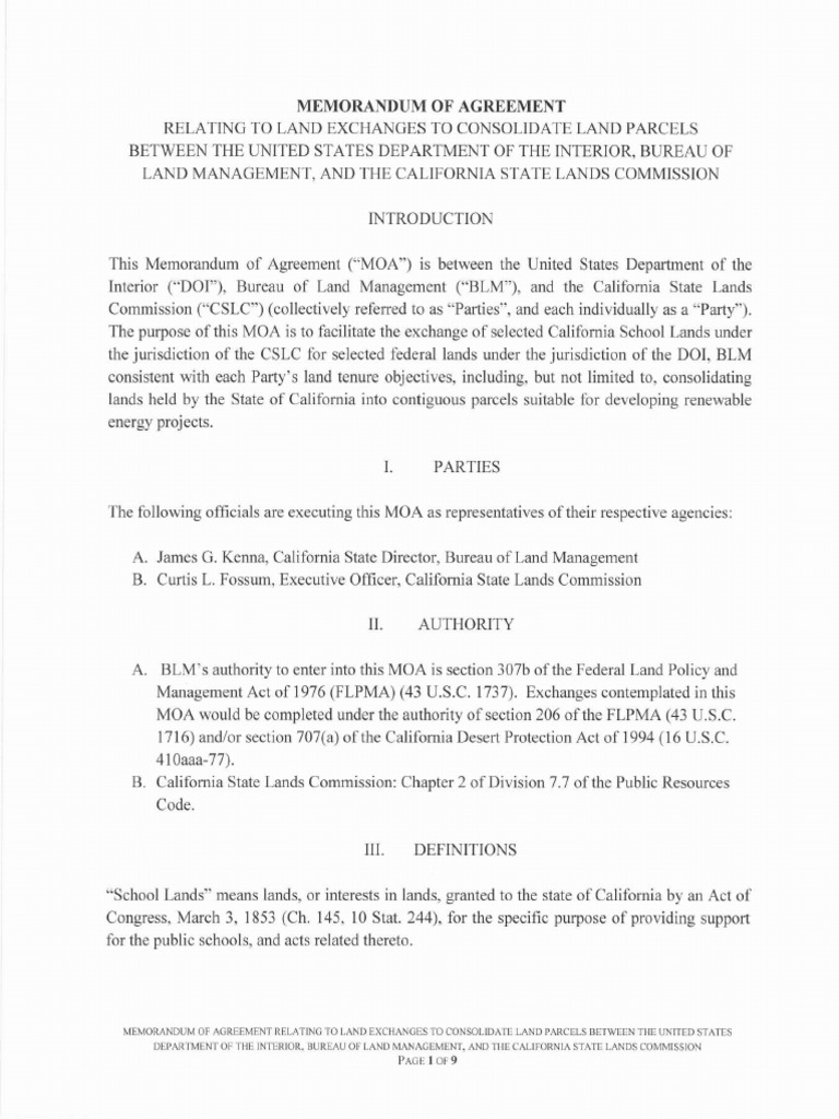 Doi BLM and SLC Land Exchange Moa 5 2012 | PDF | Bureau Of Land ...