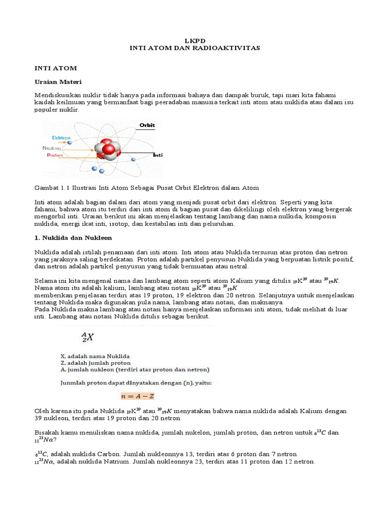 Inti Atom: Nuklida, Isotop, dan Energi | PDF