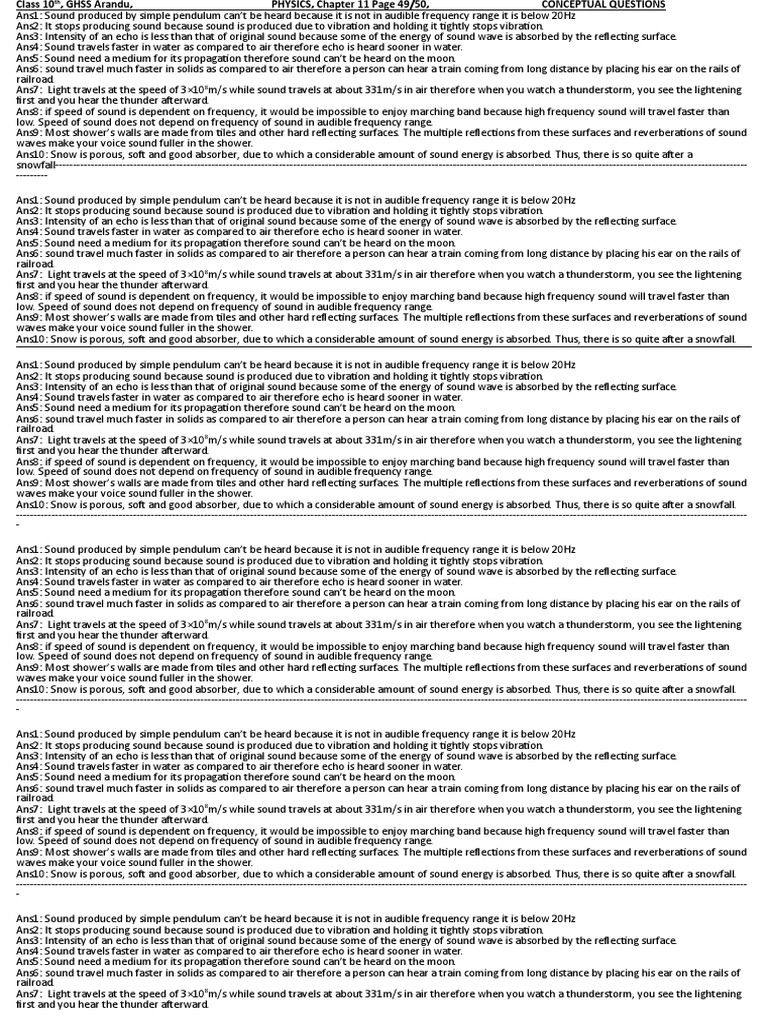 Chapter 11 Sound | PDF | Sound | Frequency