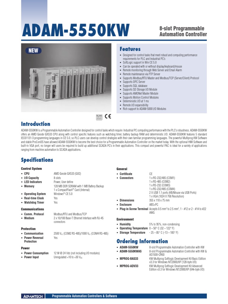 PLC Adam 5550kw | PDF | Programmable Logic Controller | Scada