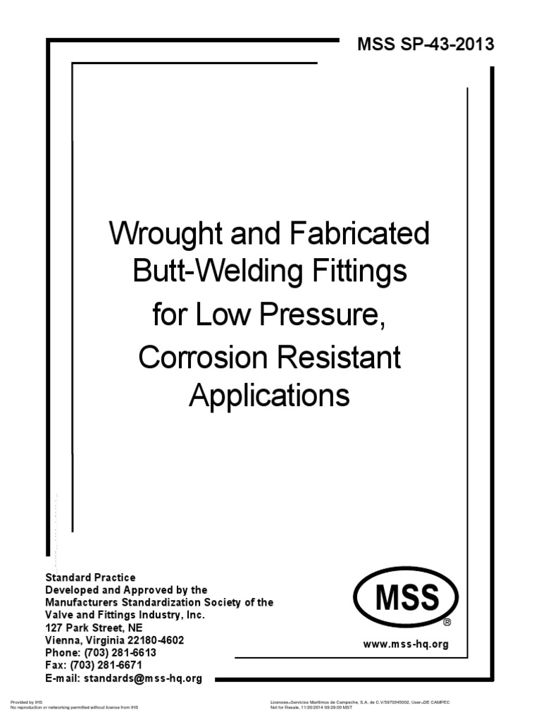MSS SP-43 | PDF | Pipe (Fluid Conveyance) | Stainless Steel