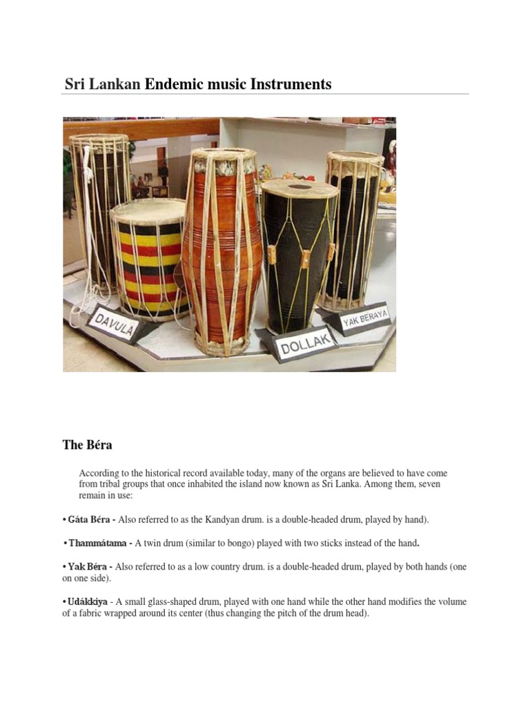 Sri Lankan Traditional Drums and Instruments | PDF | Musical ...