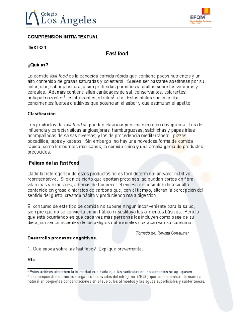 Prueba de Fast Food | PDF | Hamburguesas | Alimentos