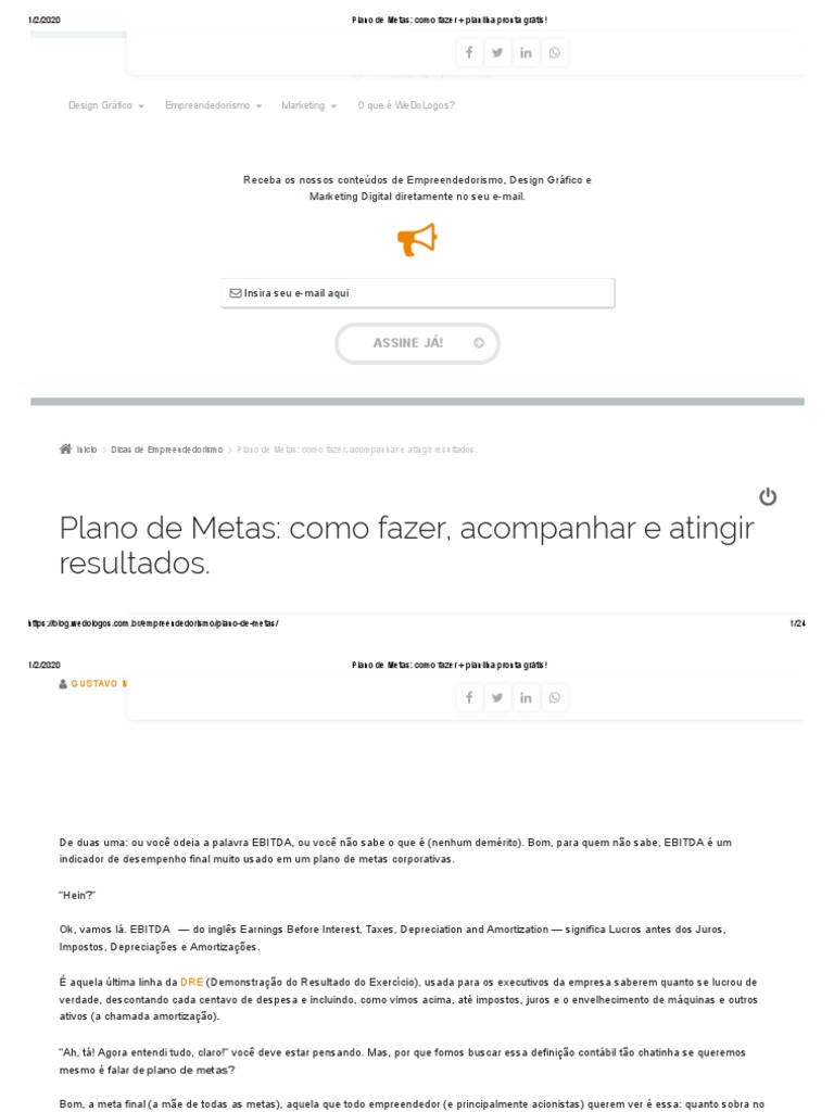 Plano de Metas - Como Fazer + Planilha Pronta Grátis! | PDF | Business