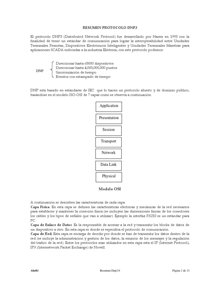 01 - Resumen Protocolo dnp3 | PDF | Poco | Red de computadoras