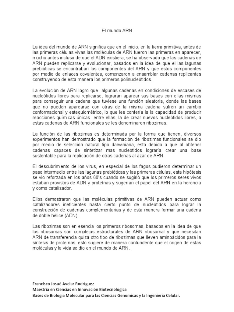 El Mundo ARN | PDF | Rna | Adn