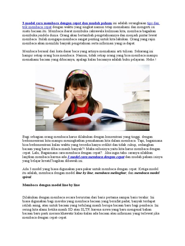 3 Model Cara Membaca Dengan Cepat Dan Mudah Paham | PDF
