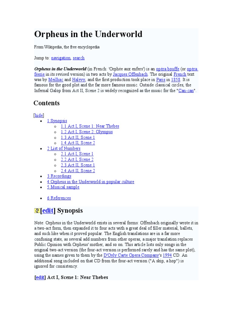 Orpheus in The Underworld | PDF | Orpheus In The Underworld | Opera