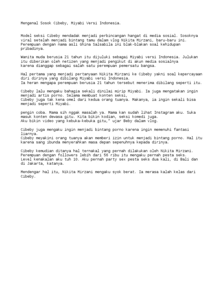 Mengenal Sosok Cibeby, Miyabi Versi Indonesia. | PDF