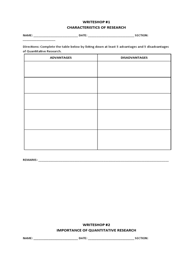 Writeshop #1 Characteristics of Research | PDF | Quantitative Research ...