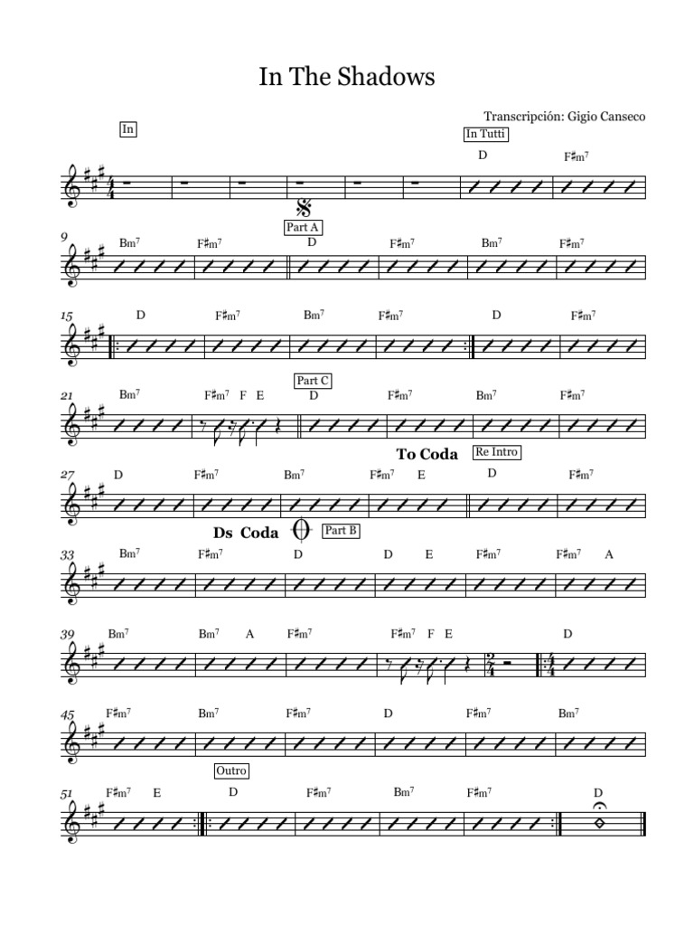 In The Shadows - Partitura Completa | PDF