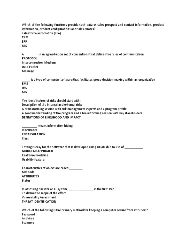 000 - CS507 - Information Systems - MCQ's | PDF | System | Conceptual Model