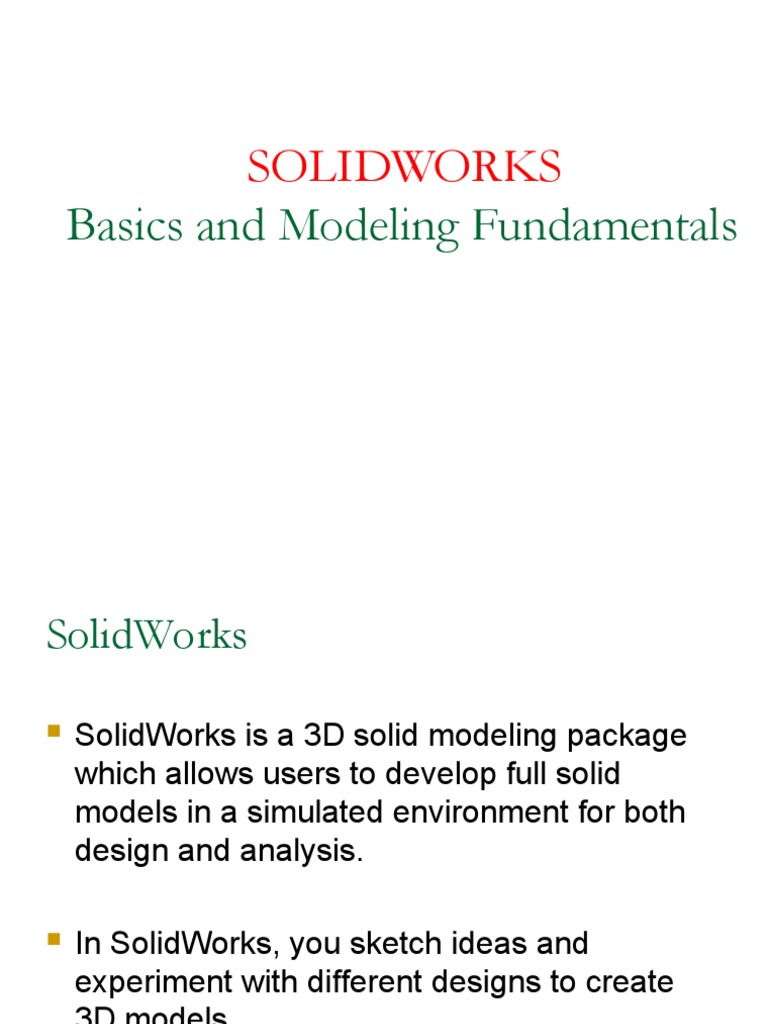 Solidworks: Basics and Modeling Fundamentals | PDF | Computer Science | Software