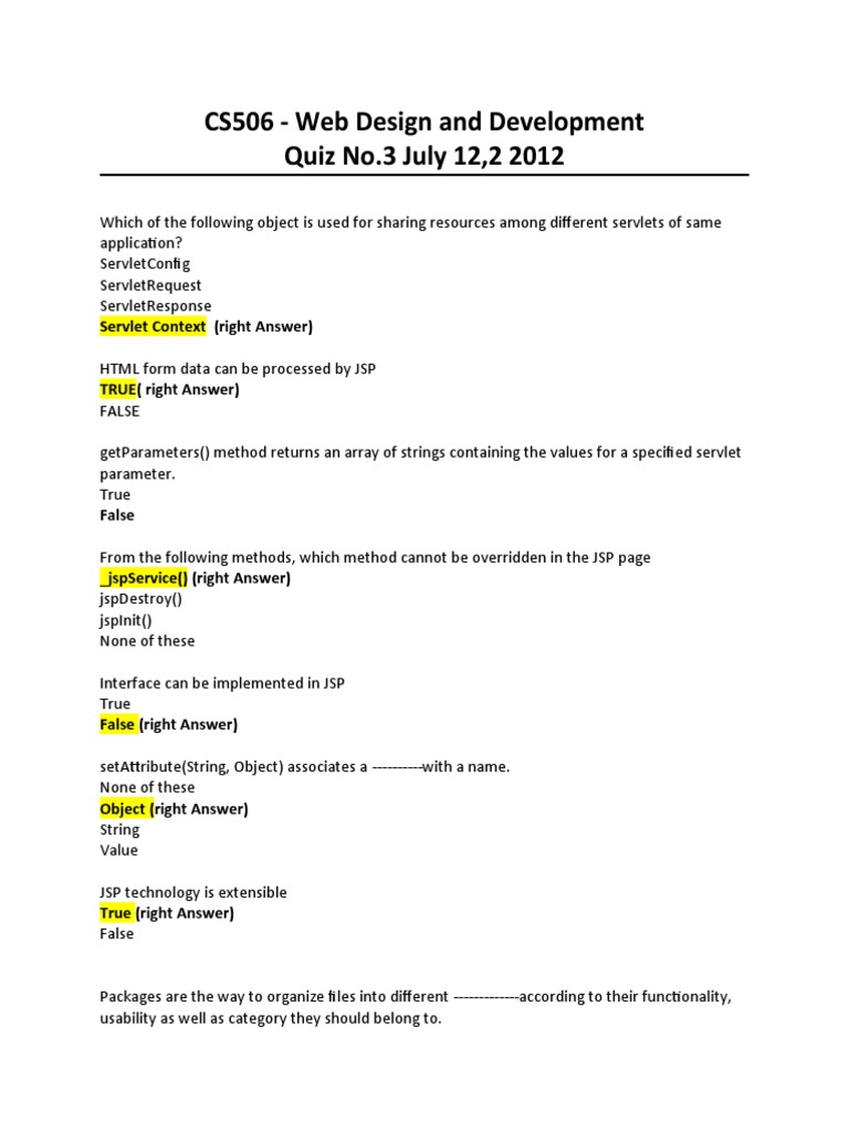 Cs506 - Quiz No.3 July 12, 2012 | PDF | Computing Platforms | World Wide Web
