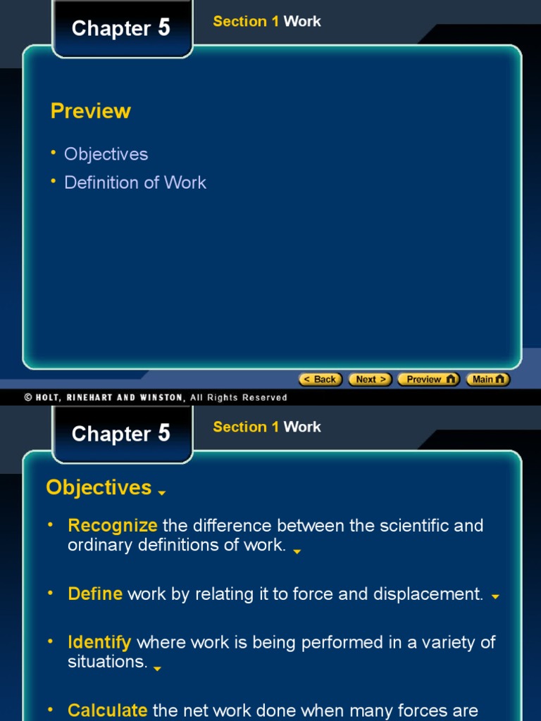 Holt Physics Ch. 5 Power Point | PDF | Potential Energy | Power (Physics)