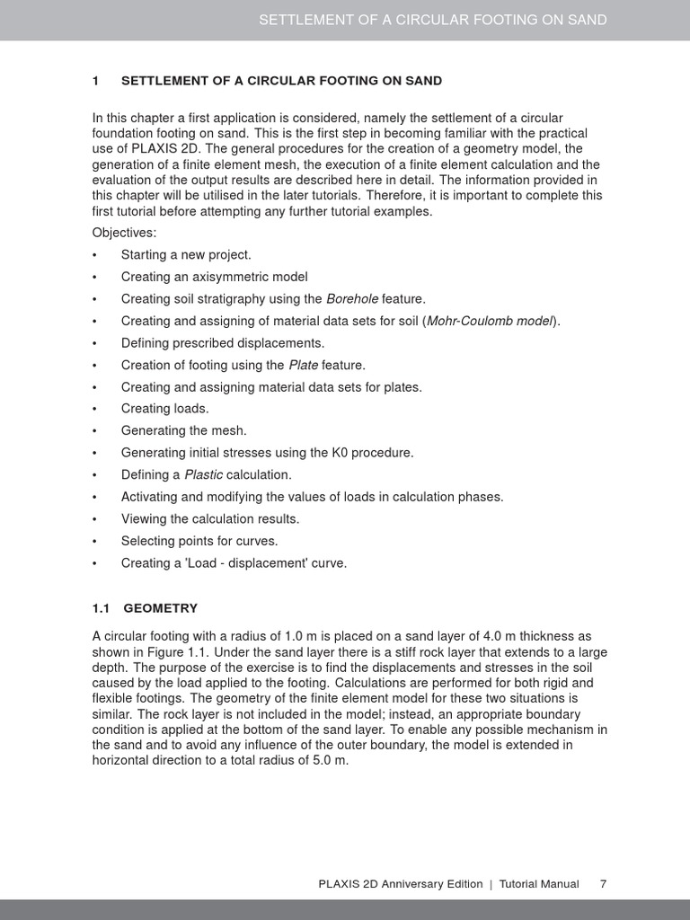 PLAXIS 2D Anniversary Edition - Tutorial Manual 7 | PDF | Button ...