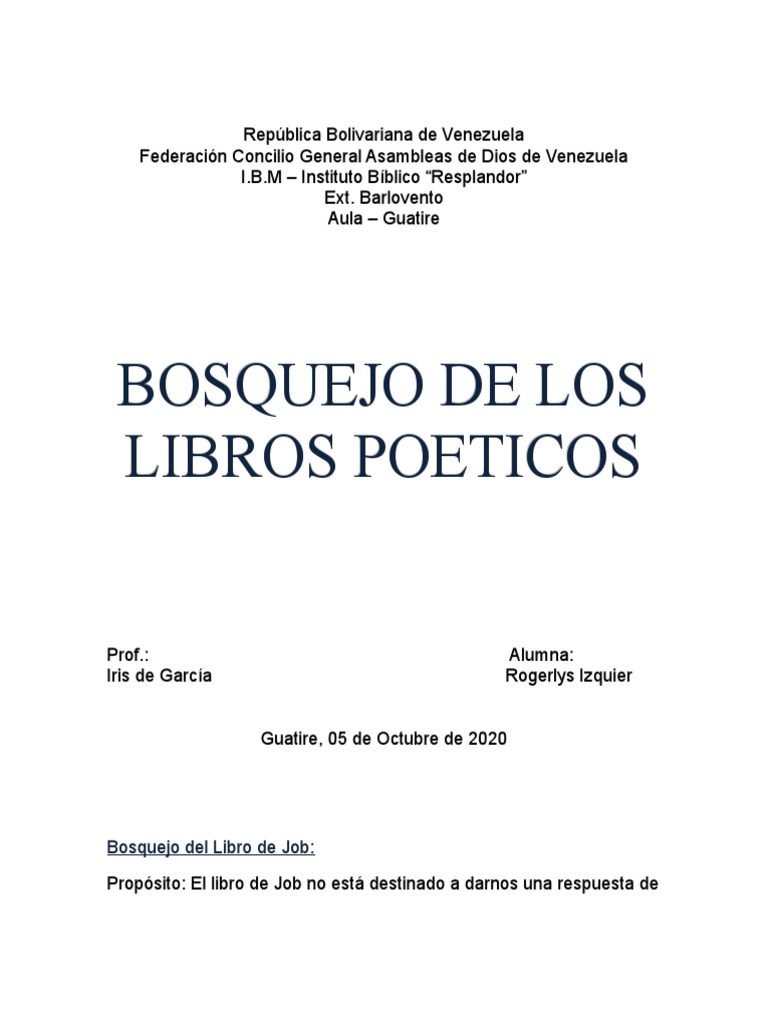 Bosquejos de Los Libros Poeticos | PDF | Salmos | Libro de trabajo