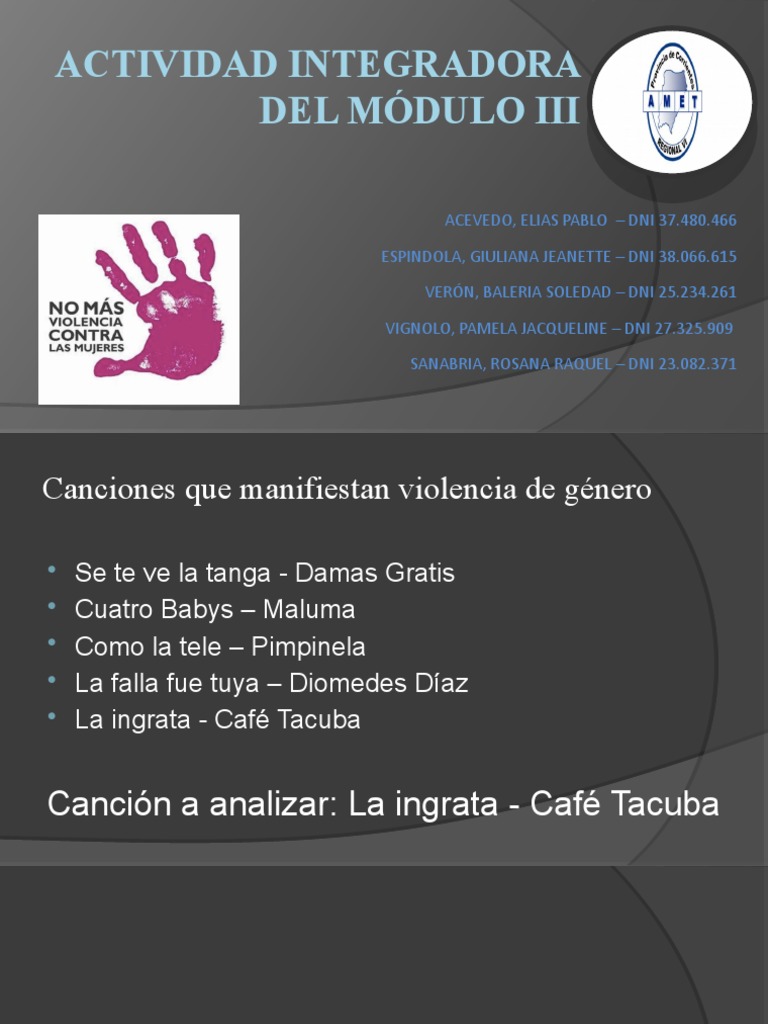 Violencia de género en canciones populares | PDF | La violencia contra ...